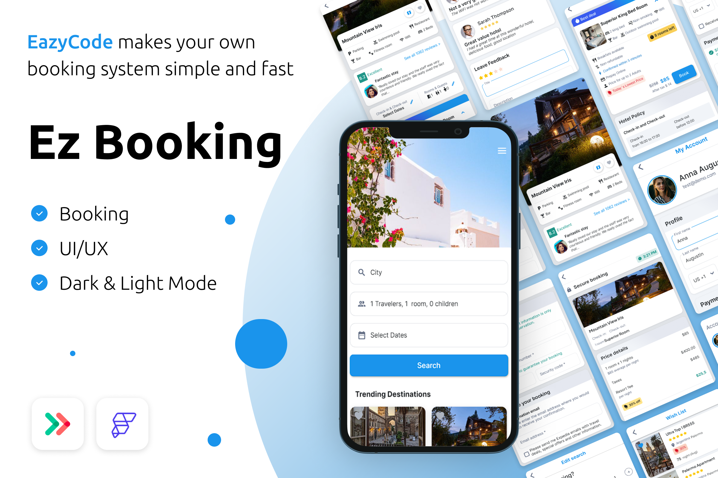 Ez Booking Flutterflow Template template - NoCode Bubble.io Template by EazyCode - NoCode Agency